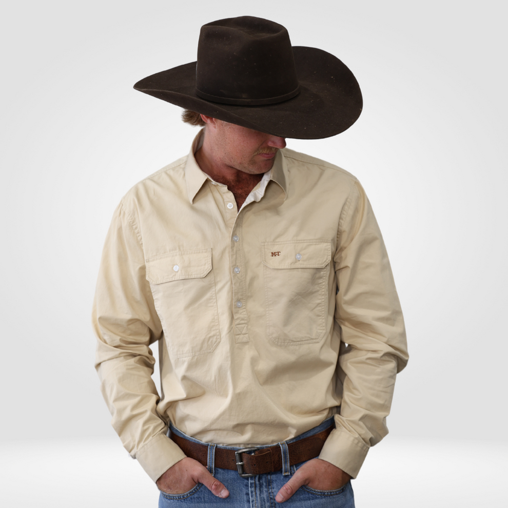 Men's Bone Workshirt | Long Sleeve & Cotton | HT – Hide to Tide